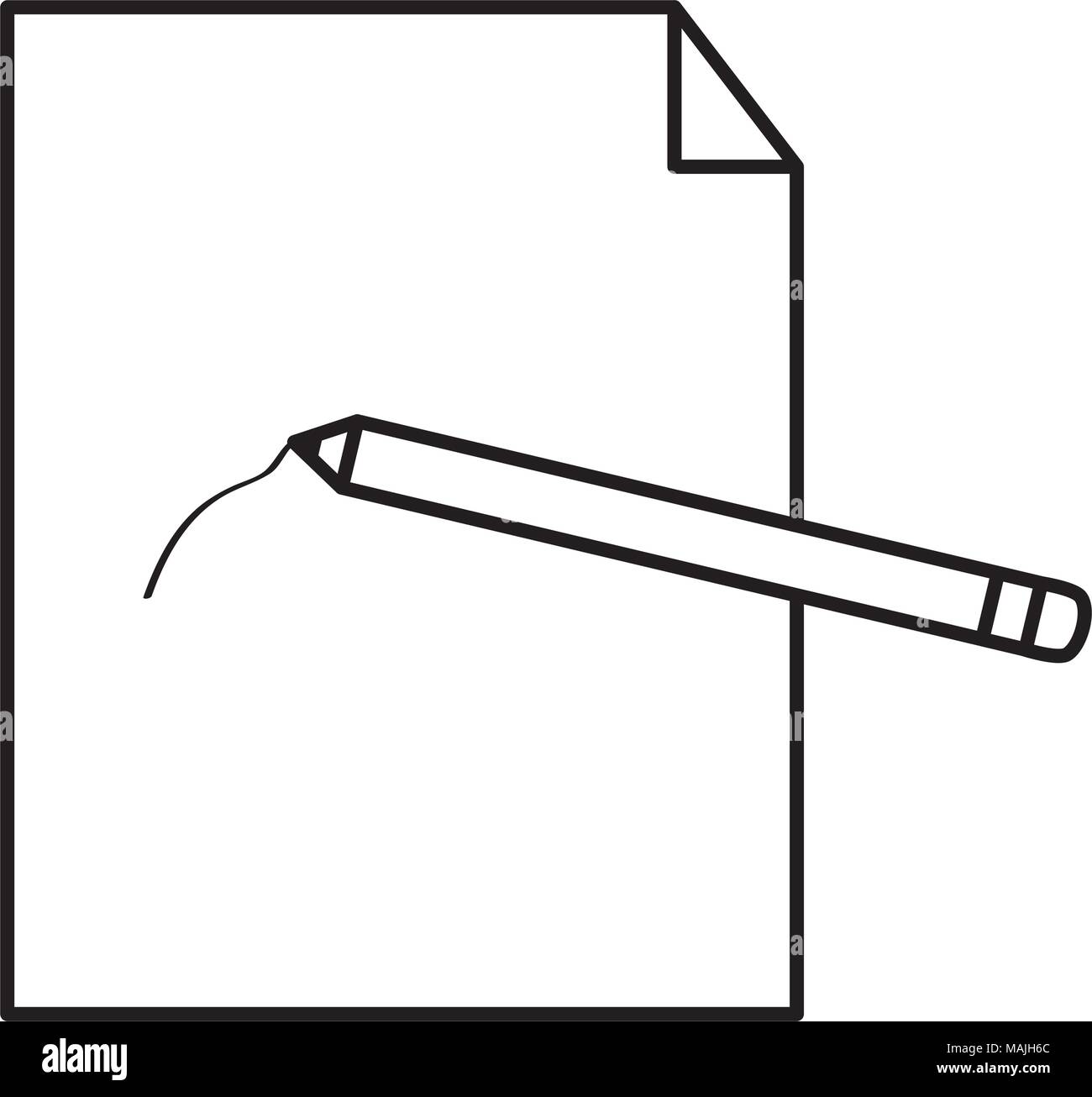 pencil write with paper documents vector illustration design Stock ...