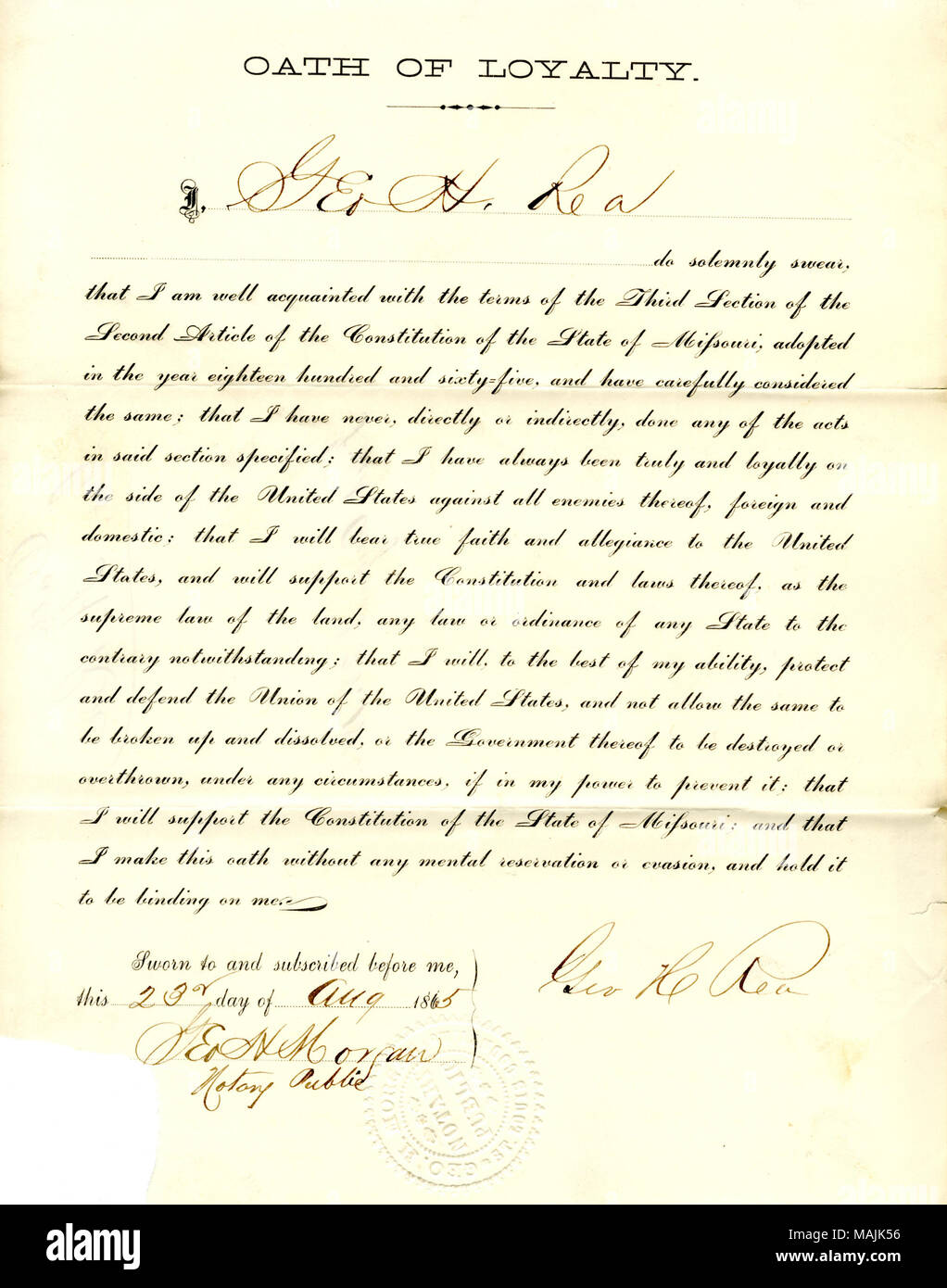 Swears oath of allegiance to the Government of the United States and ...