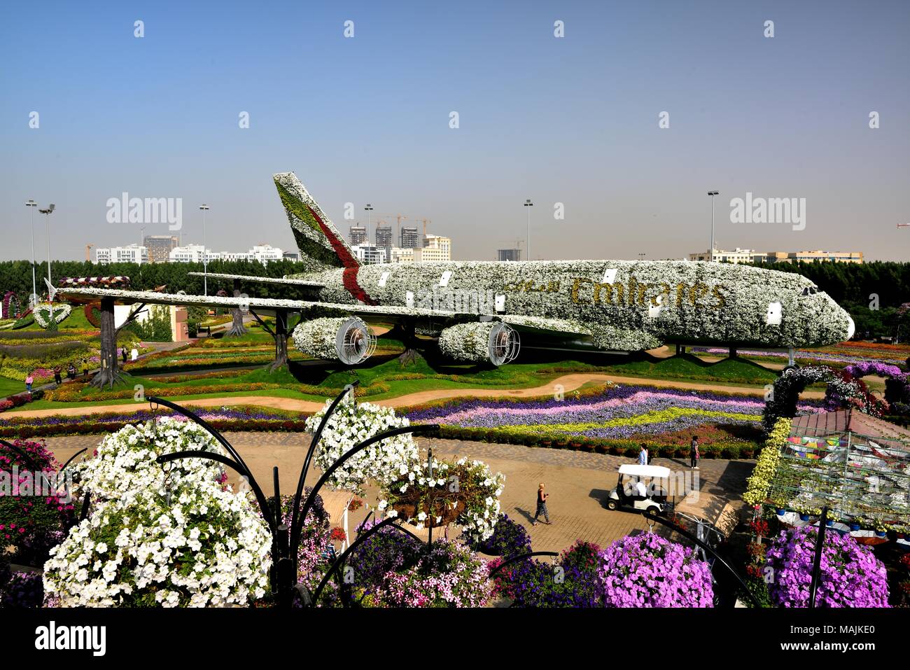 Dubai, UAE - January 2017:Emirates A380 covered in flowers Stock Photo ...
