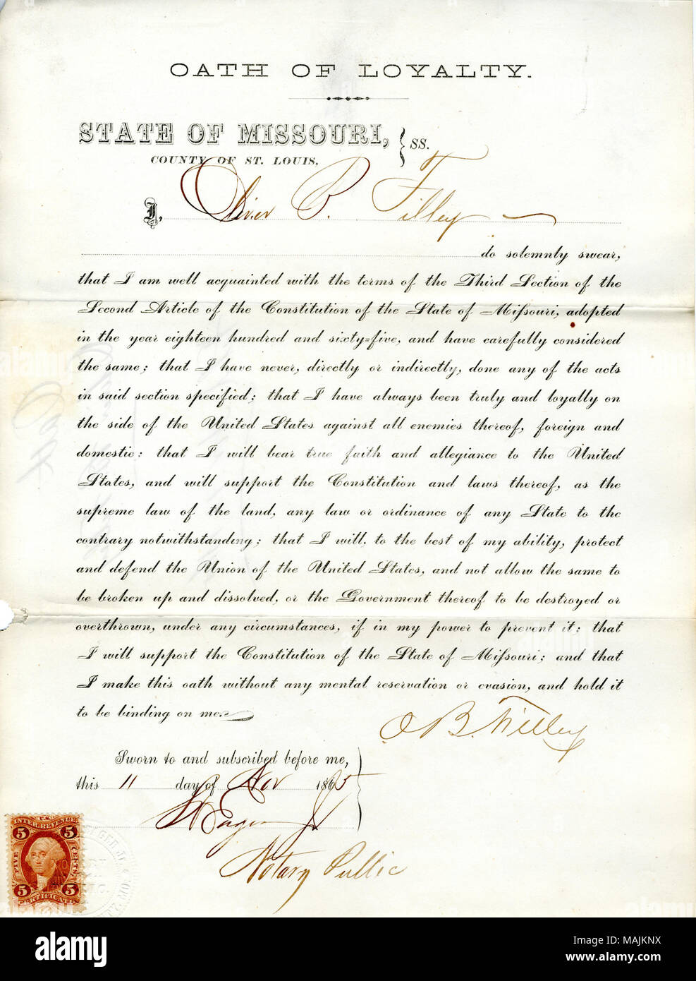 Swears oath of allegiance to the Government of the United States and ...