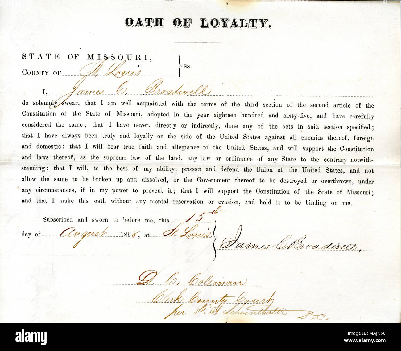 Swears oath of allegiance to the Government of the United States and ...