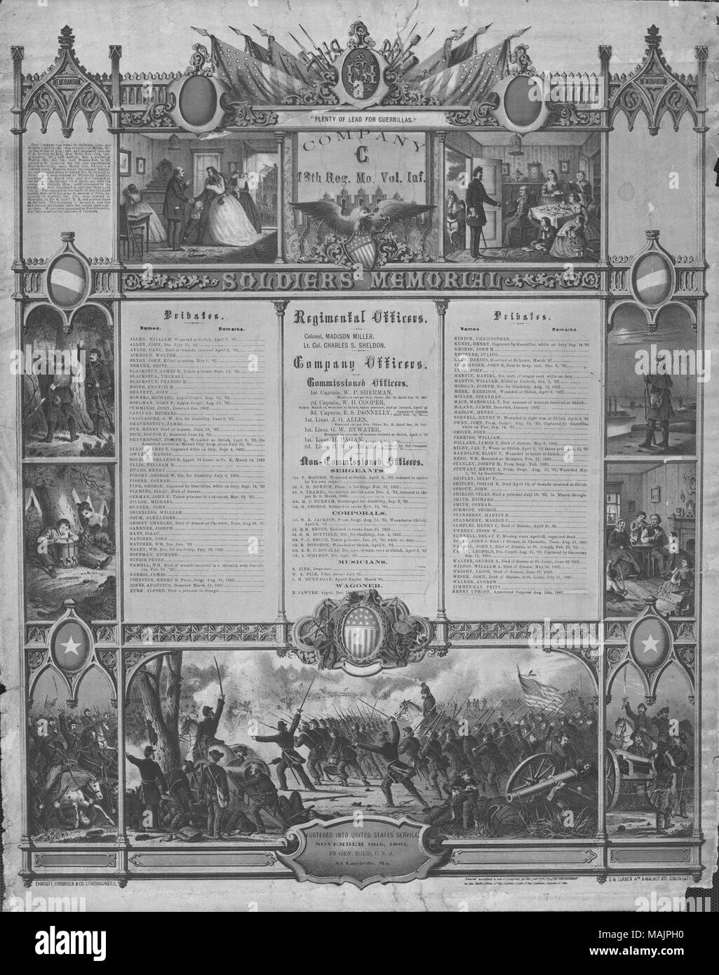 Lists names of soldiers in Company C. Title: Illuminated roster of the ...