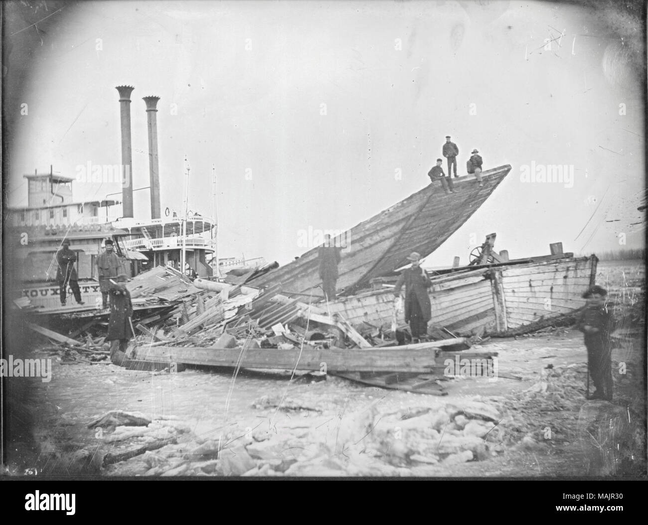 The St. Louis Levee where the Steamboat Sioux City is wrecked in the ...