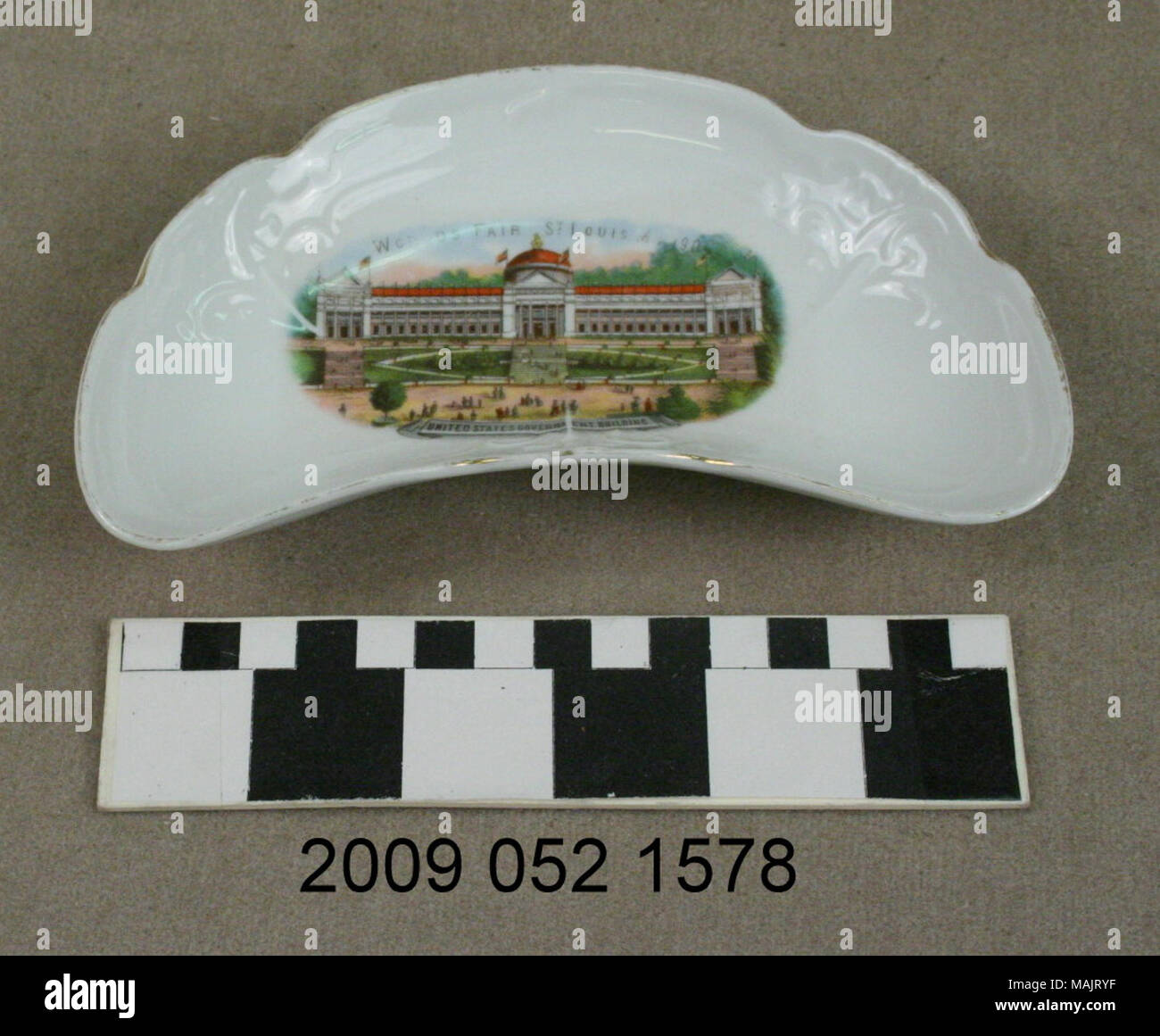 Small white ceramic bone dish with color transfer of United States ...