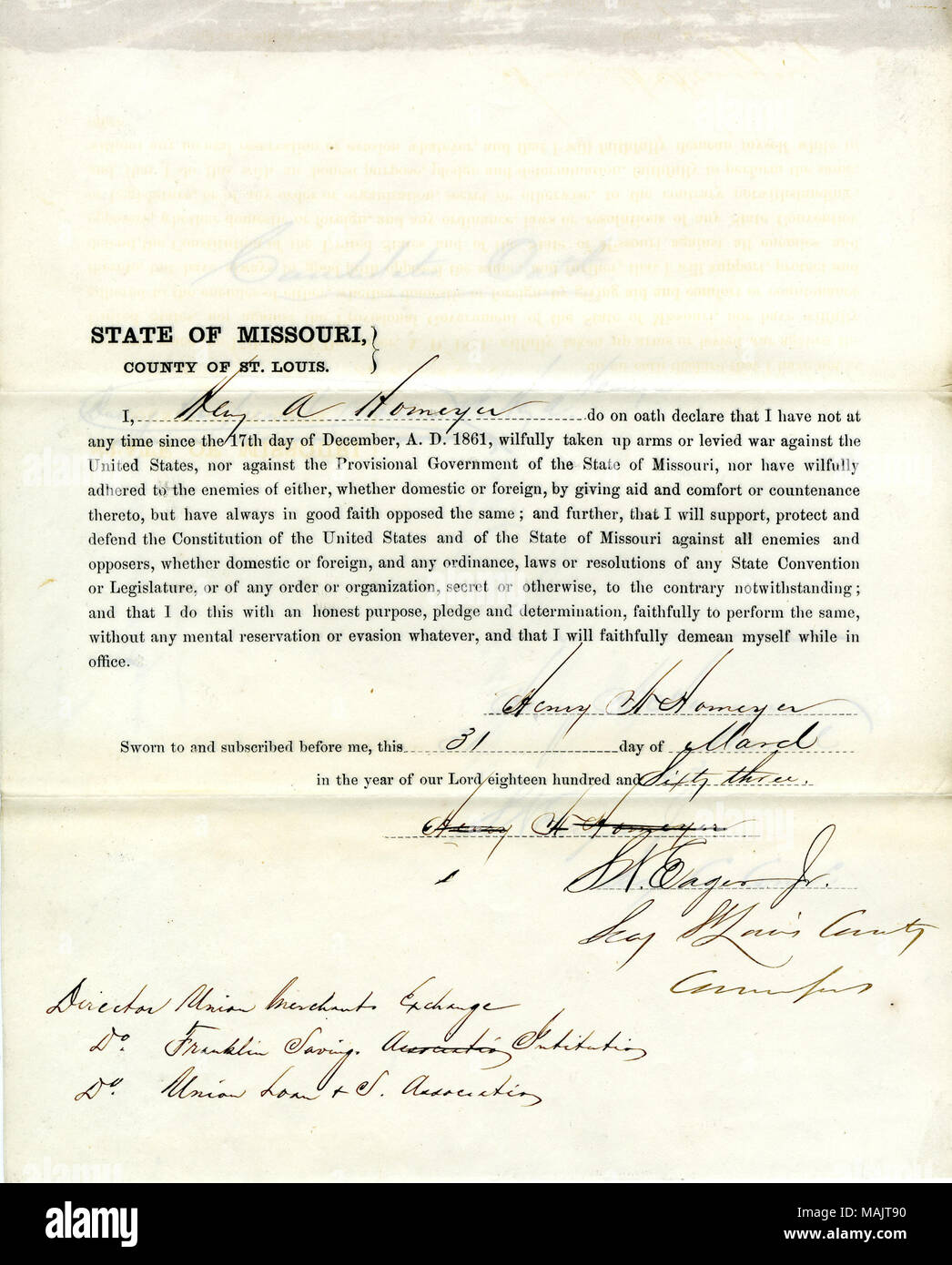 Oath of allegiance to the union hi-res stock photography and images - Alamy