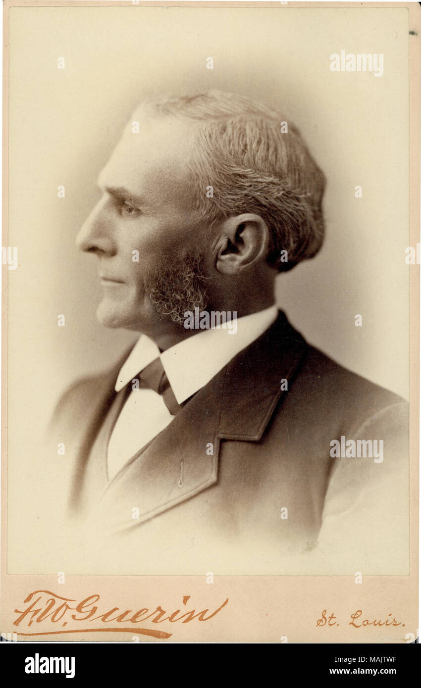 Bust portrait of John Hodgen wearing a suit, and turned to the left so ...