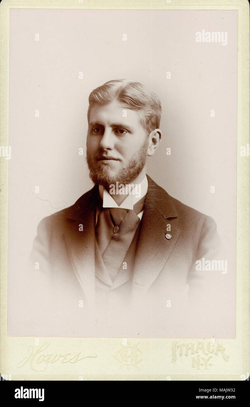 Bust portrait of Edward Young Ware wearing a suit and vest, with his ...