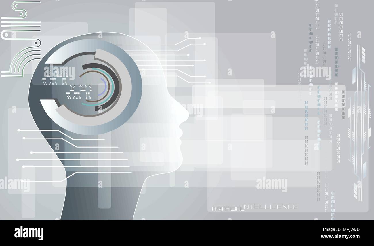 Abstract Artificial intelligence. Technology web background. Virtual ...