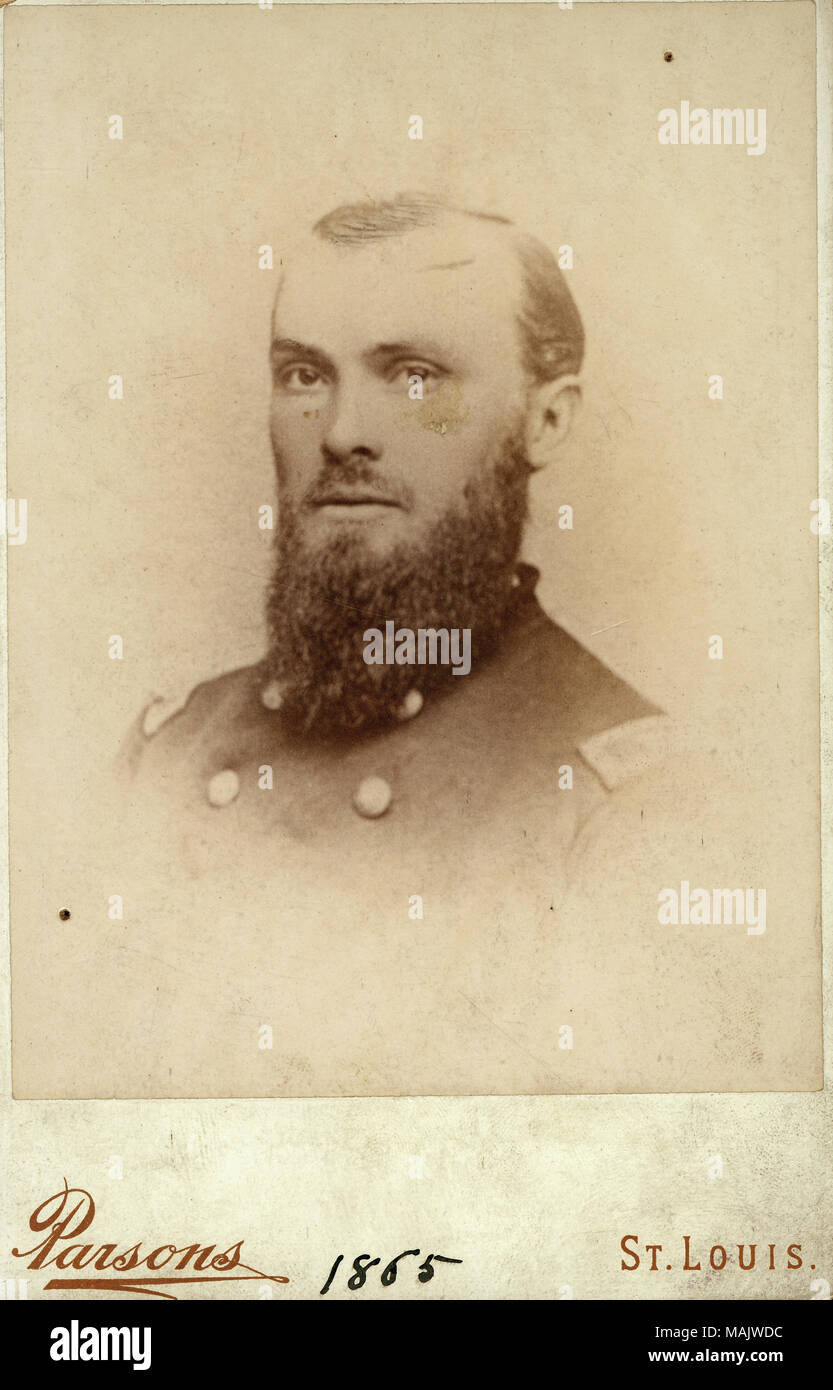 Bust portrait of a man in uniform. '1865' (written below image ...