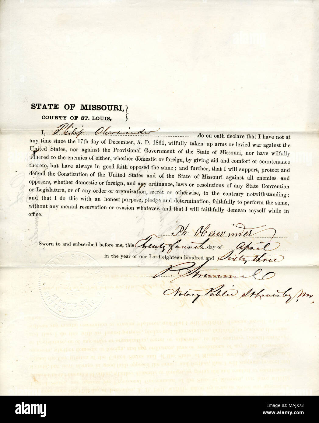 Swears oath of allegiance to the Government of the United States and ...