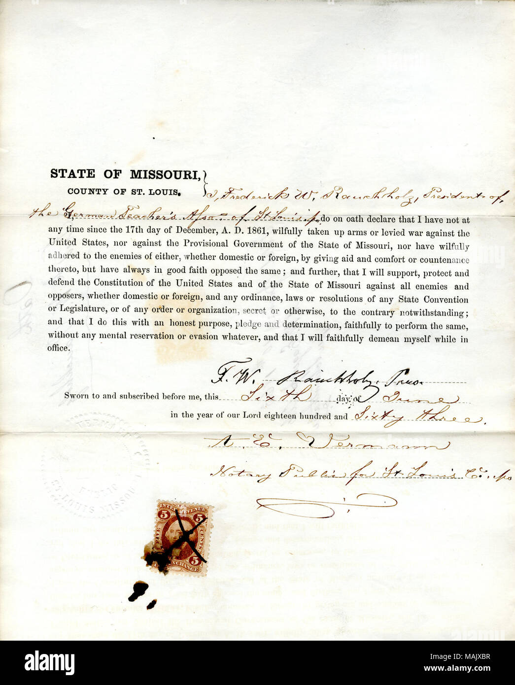 Swears oath of allegiance to the Government of the United States and ...