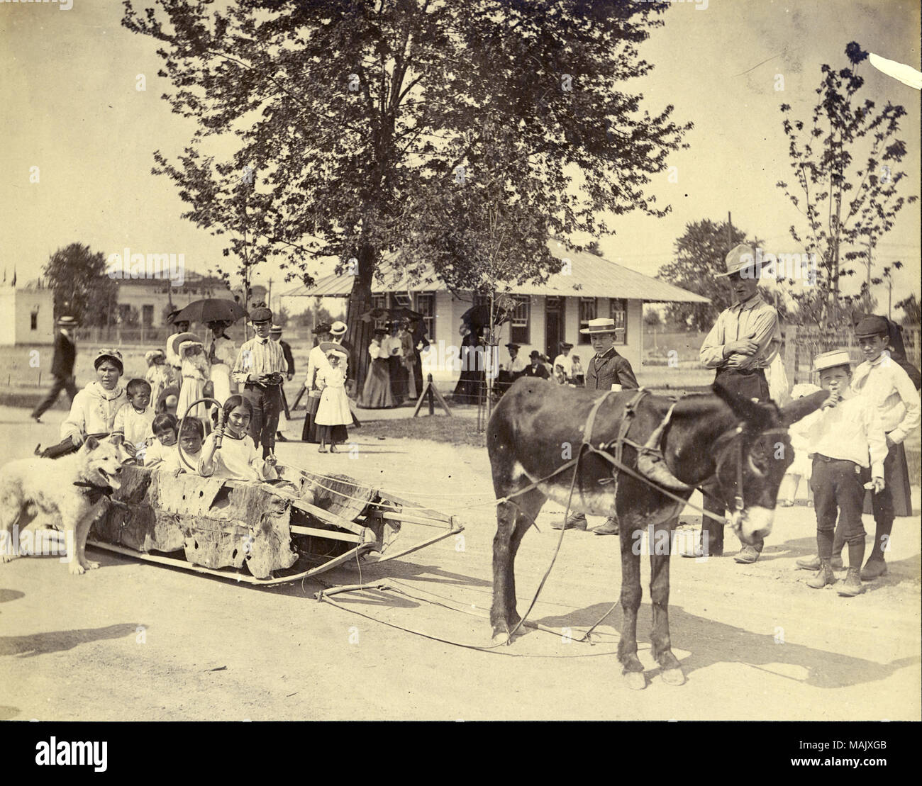 Title: Esquimaux family in sleigh. [Nancy Columbia and her siblings in ...