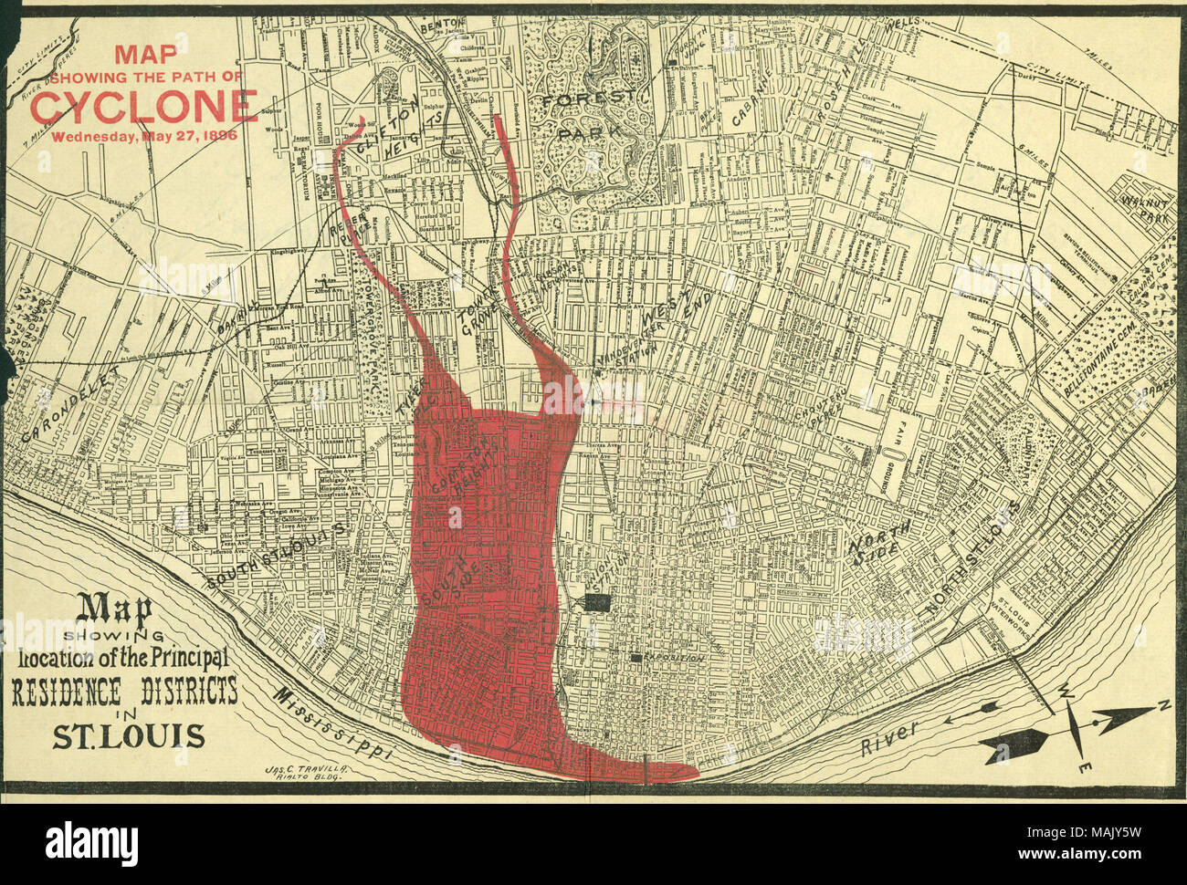 Title: 'Map showing the path of the Cyclone, Wednesday, May 27, 1896 ...