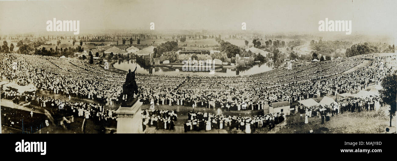 Title: Pageant and Masque. Panoramic view of audience and stage from ...