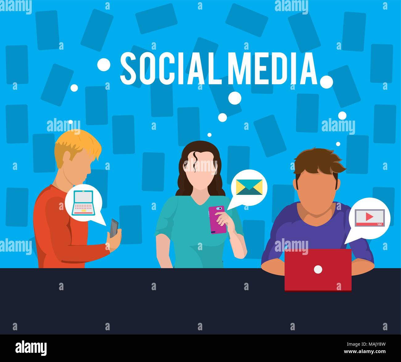 People on social media cartoons vector illustration graphic design ...