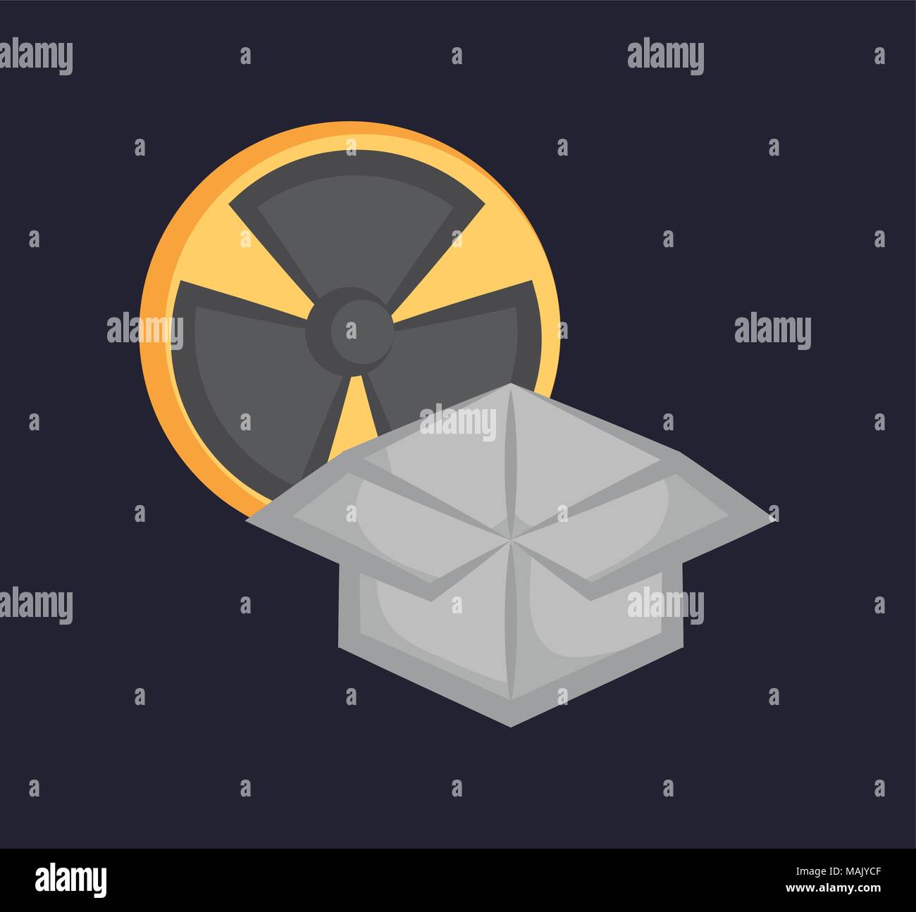 nuclear symbol and box over black background, colorful design. vector ...