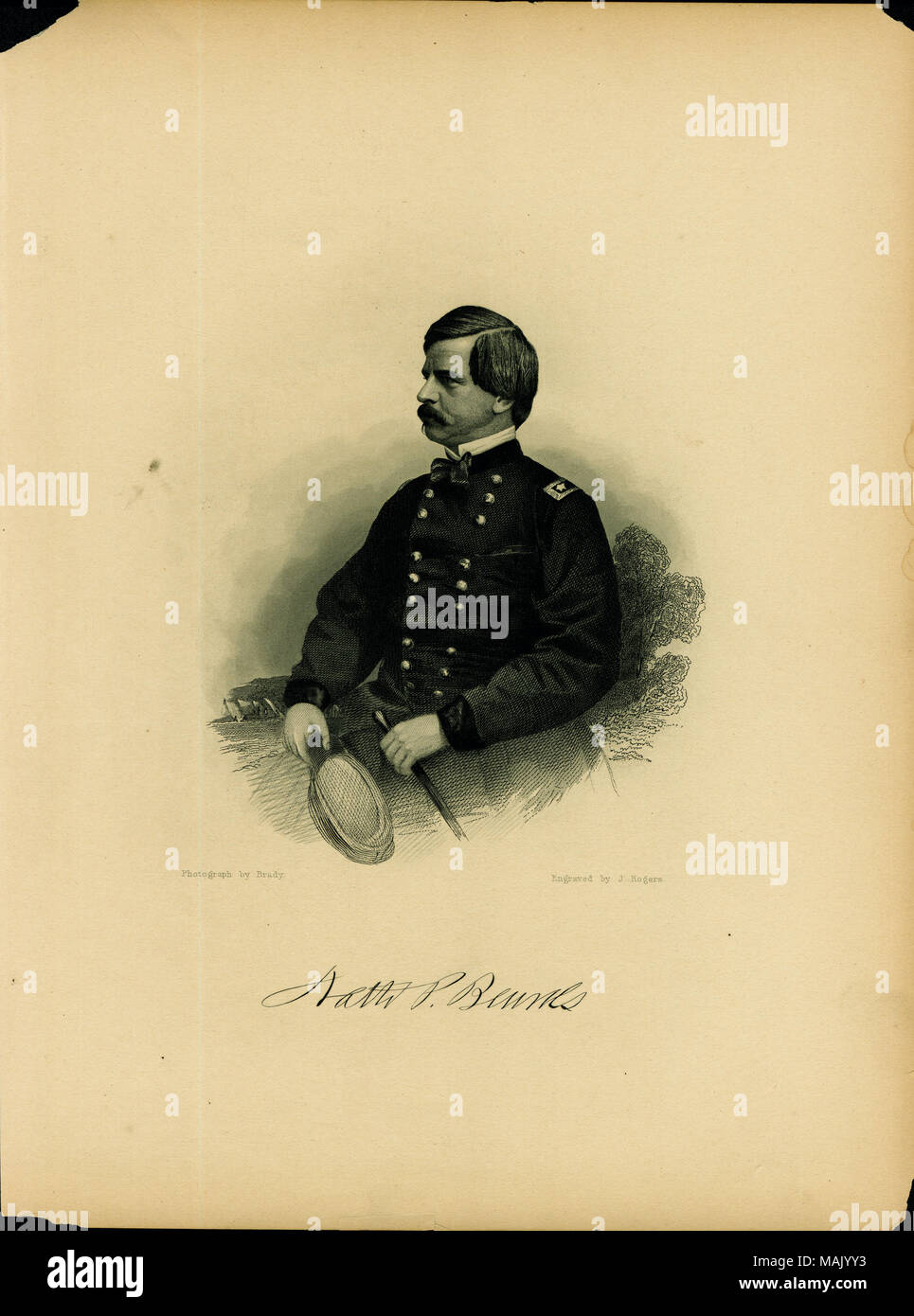 Half-length portrait of a man in uniform. 'Nath P. Banks' (signature ...