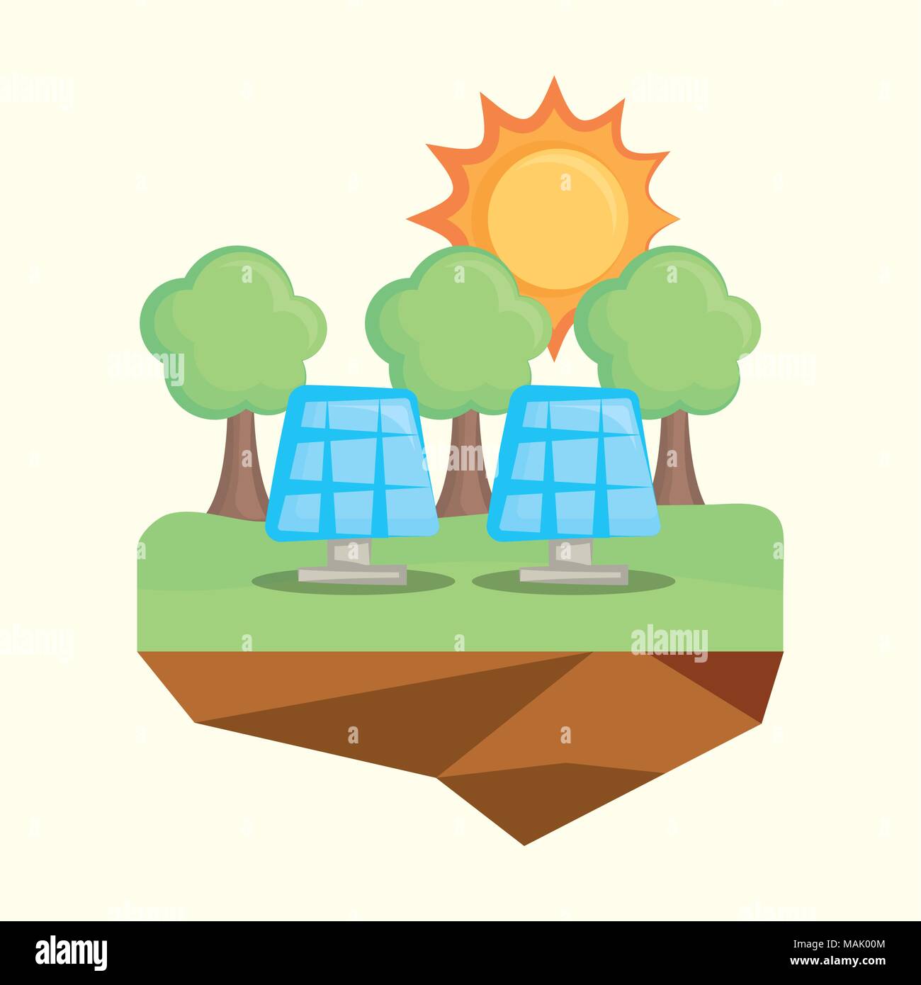 landscape with solar panels over white background, colorful design ...