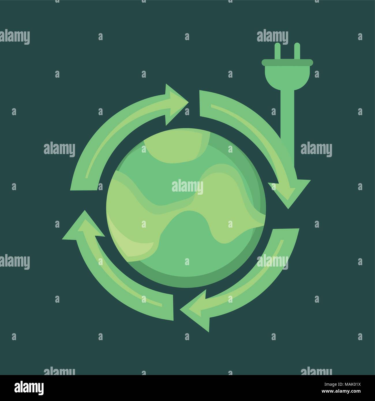 earth planet with recycle arrows over green background, colorful design ...