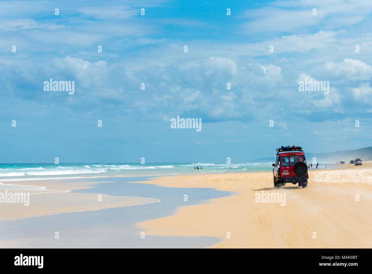 Rainbow Beach, QLD, Australia- December 30, 2017: 4wd vehicles at ...