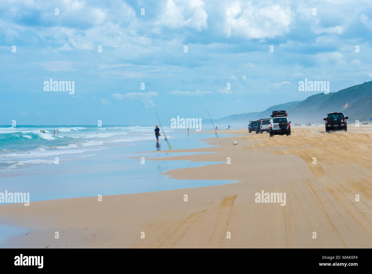 Rainbow Beach, QLD, Australia- December 30, 2017: 4wd vehicles at ...