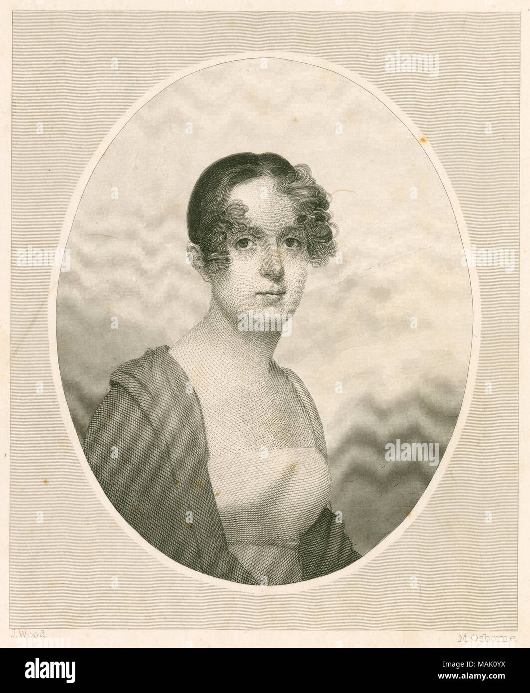 Antique c1847 engraving, Evelyn Percival, a character in a short story ...