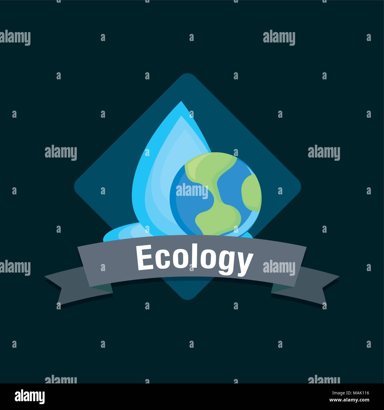 Ecology design with water drop and earth planet over blue background ...