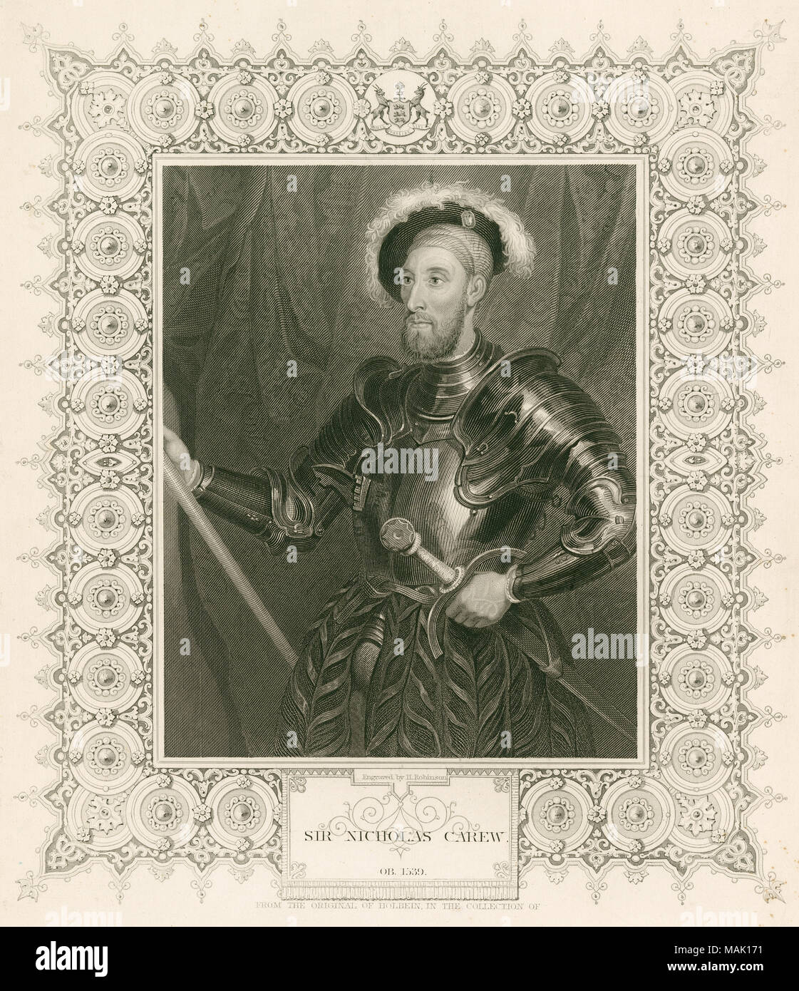 Antique c1840 steel engraving, Nicholas Carew. Sir Nicholas Carew (1496 ...