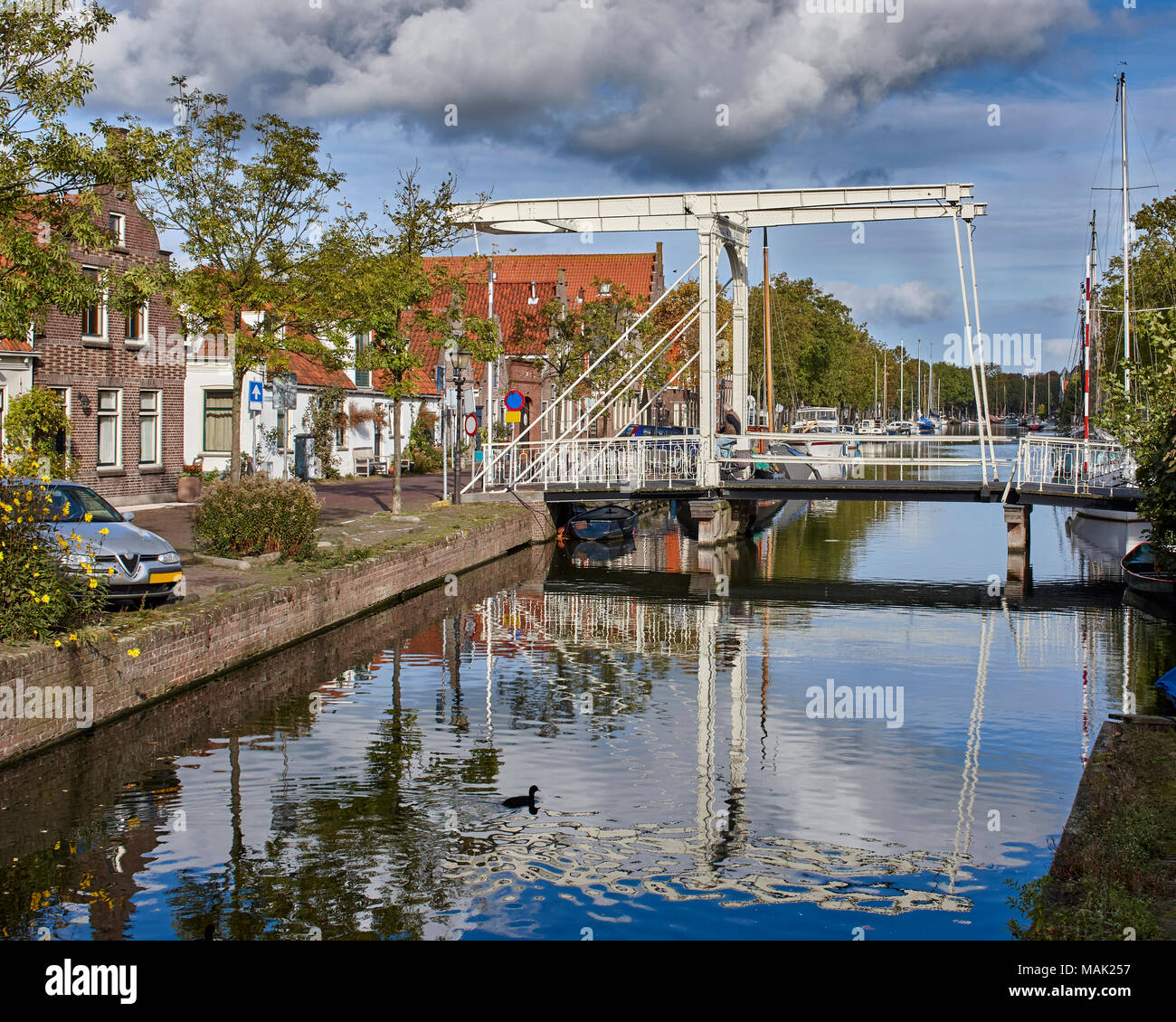 Image of Pedestrian Lifting Bridge over a side canal in Amsterdam ...