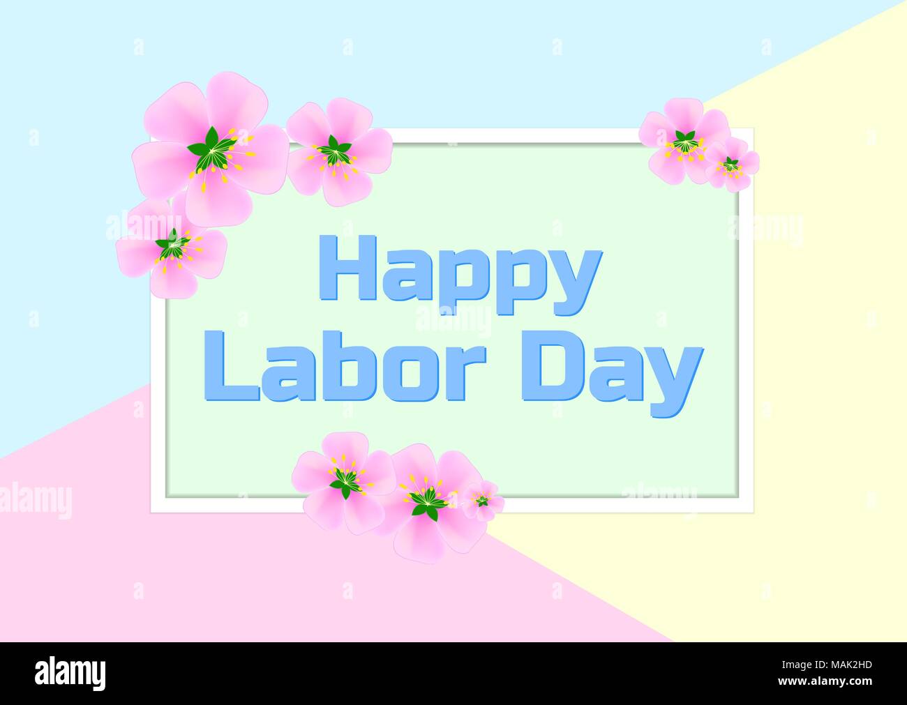 Vector illustration with text - Happy Labor Day. May holiday. Frame ...