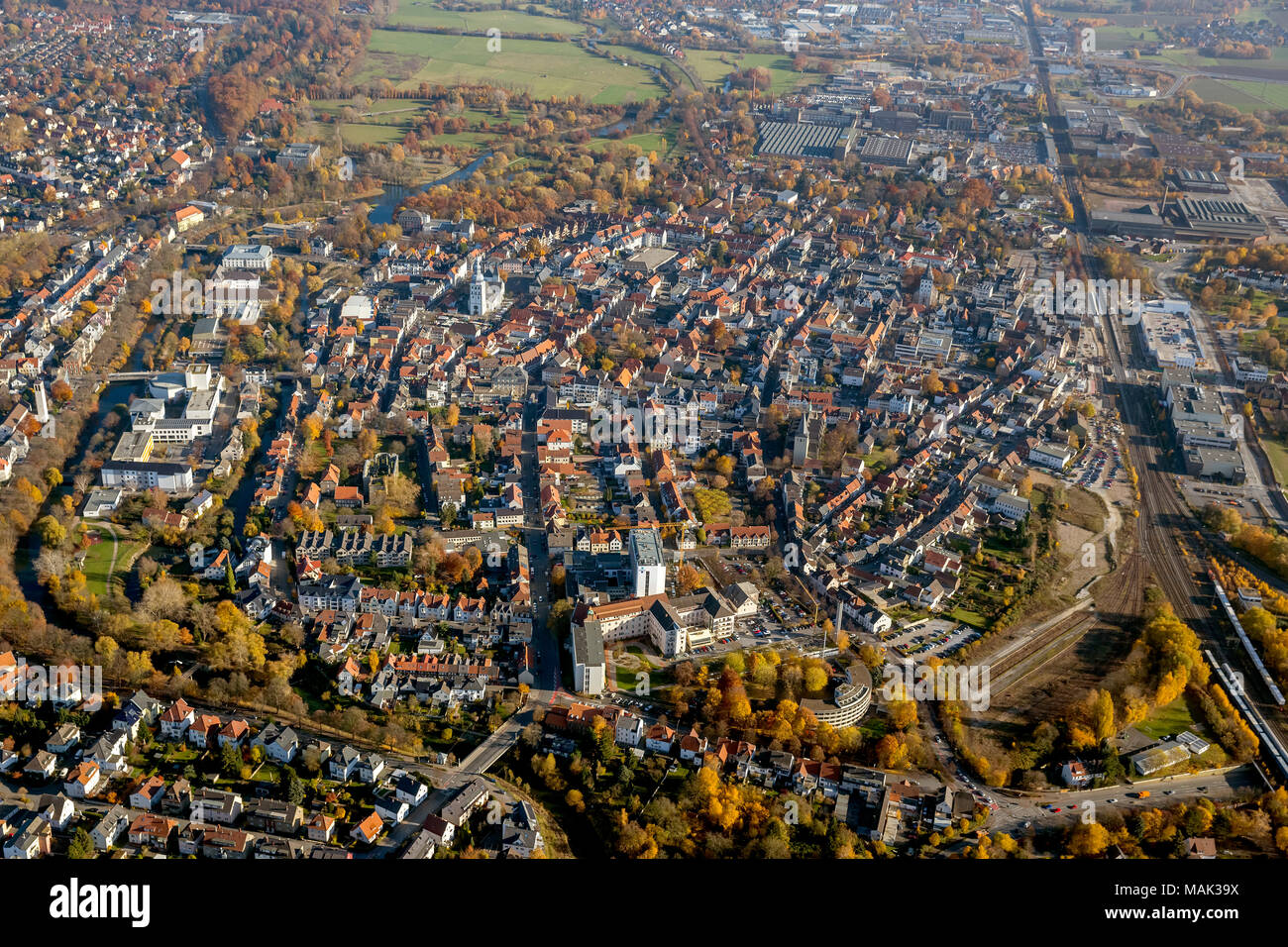 Aerial view, overview of the city center,, Lippstadt, Soester Börde ...