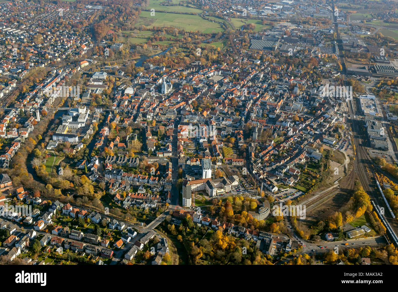 Aerial view, overview of the city center,, Lippstadt, Soester Börde ...