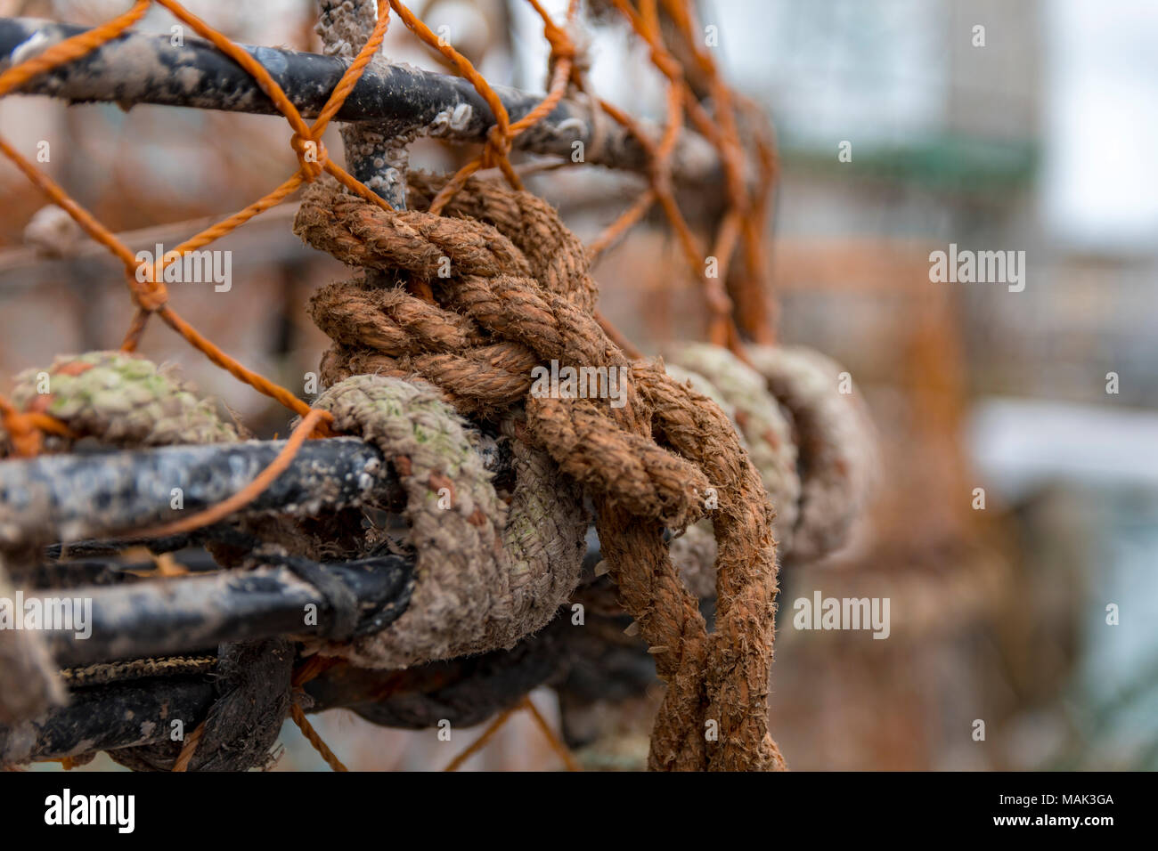 Fishing pots and fishing ropes Stock Photo - Alamy