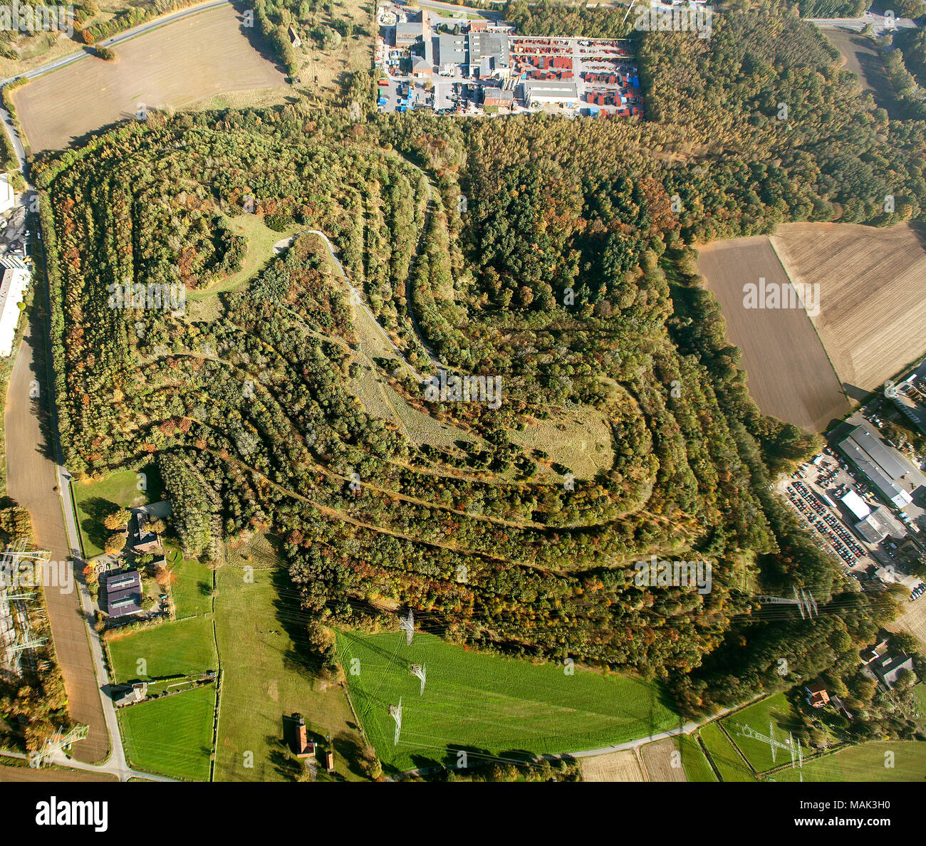 Aerial view, Lipper Hoehe near Marl, Marl, Ruhr area, North Rhine ...