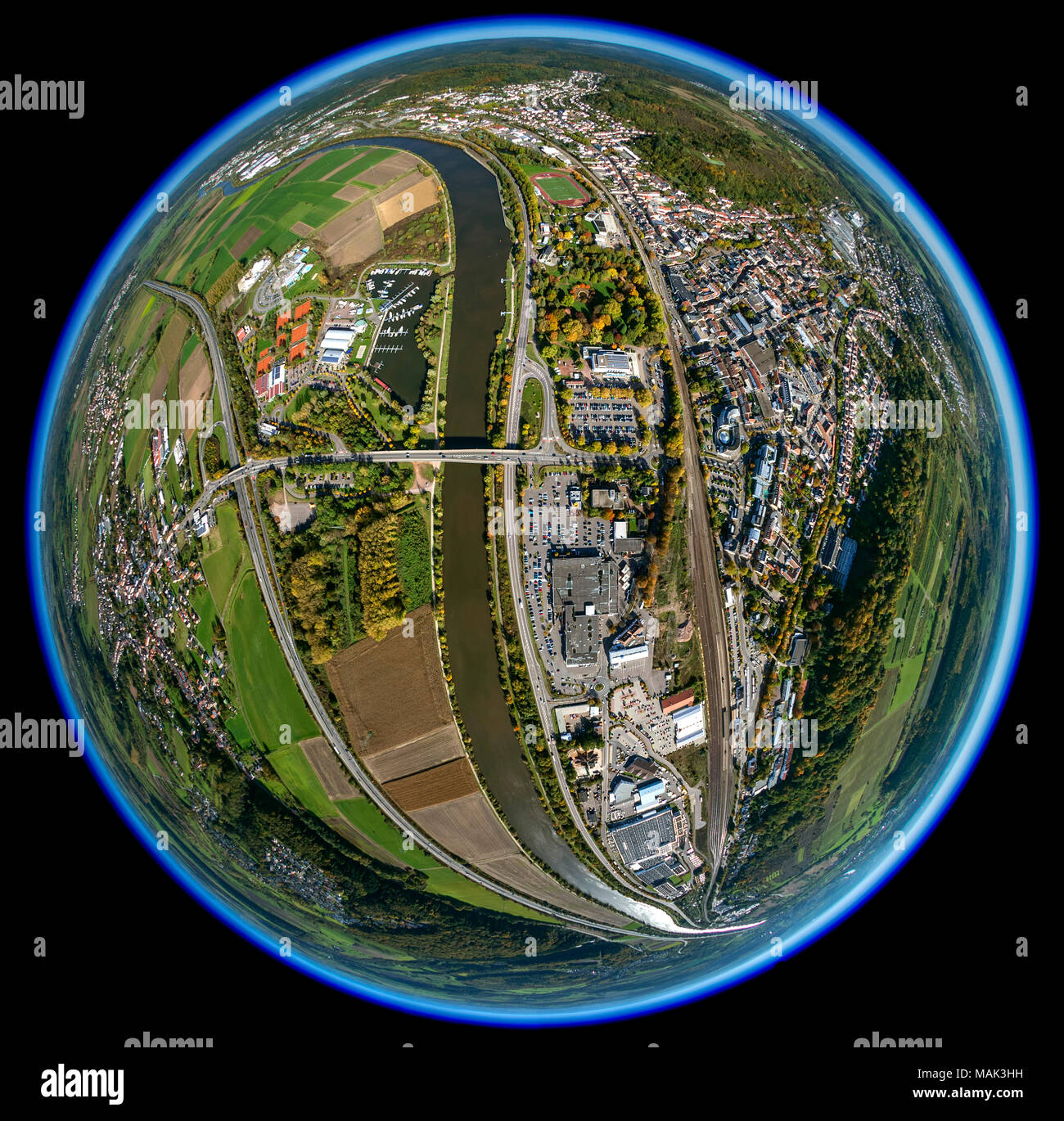 Merzig, Saar, Saarland, Germany, Europe, aerial view, birds-eyes view ...