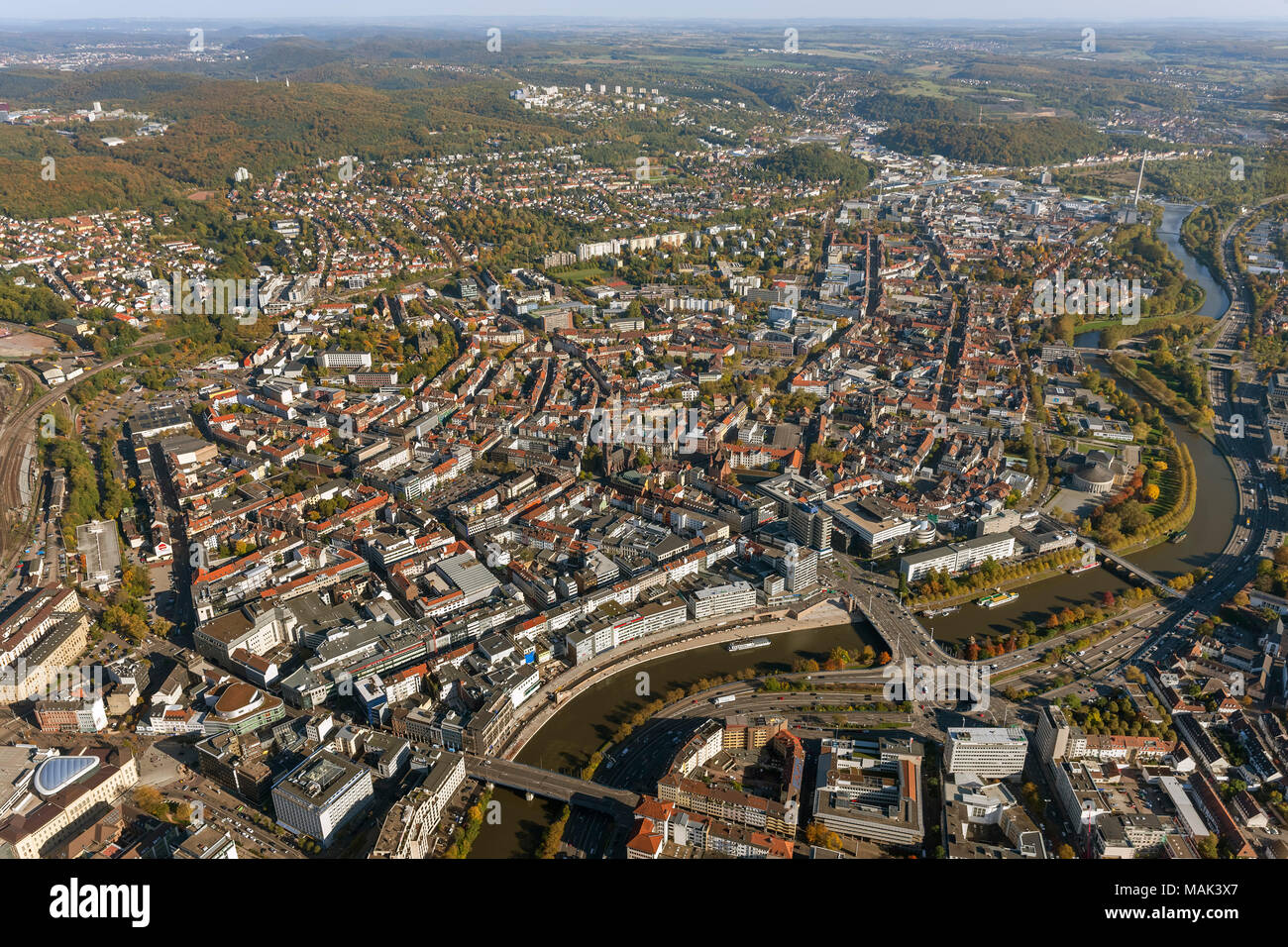 Aerial view, Nordstadt Saarbrücken, Saarbrücken, Saarland, Germany ...
