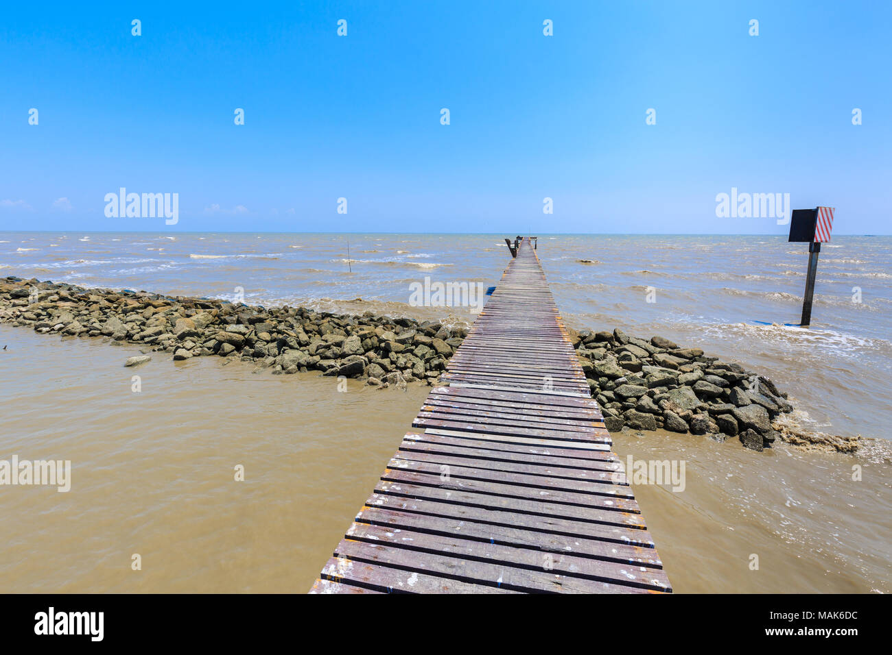old wood bridge pier with nobody against beautiful sky Stock Photo - Alamy