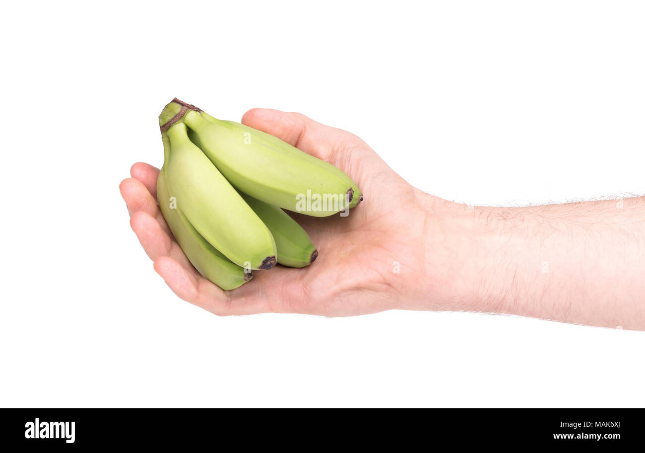 Small tropical banana cluster isolated on white Stock Photo - Alamy