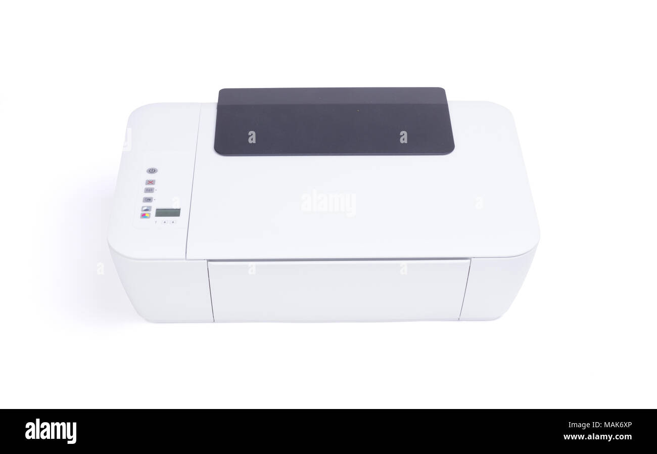 Compact home printer isolated on a white background Stock Photo - Alamy