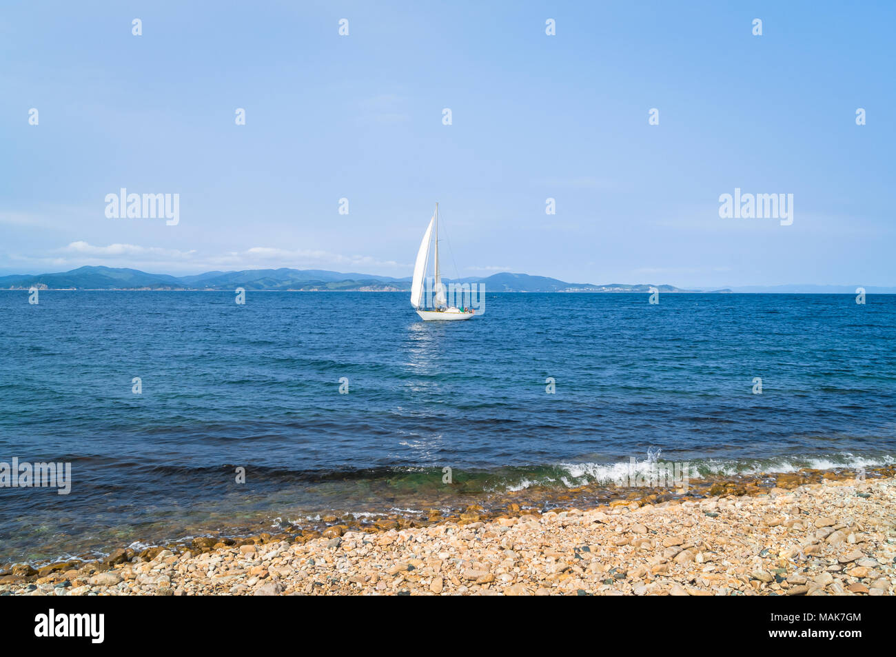 Sailboat - yacht with white sails Stock Photo - Alamy