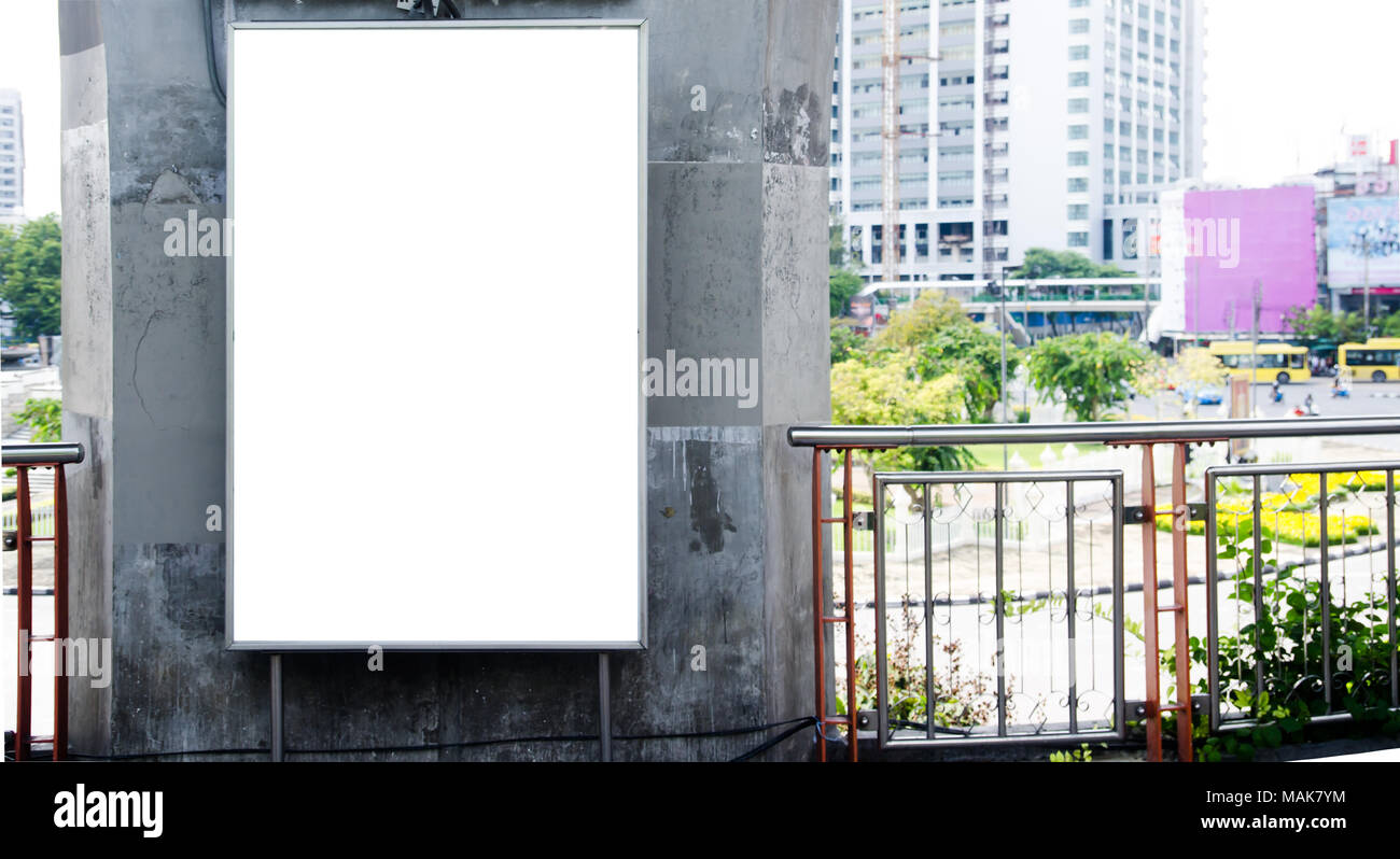 Blank big billboard at office building. steel wall ,glass wall Stock ...