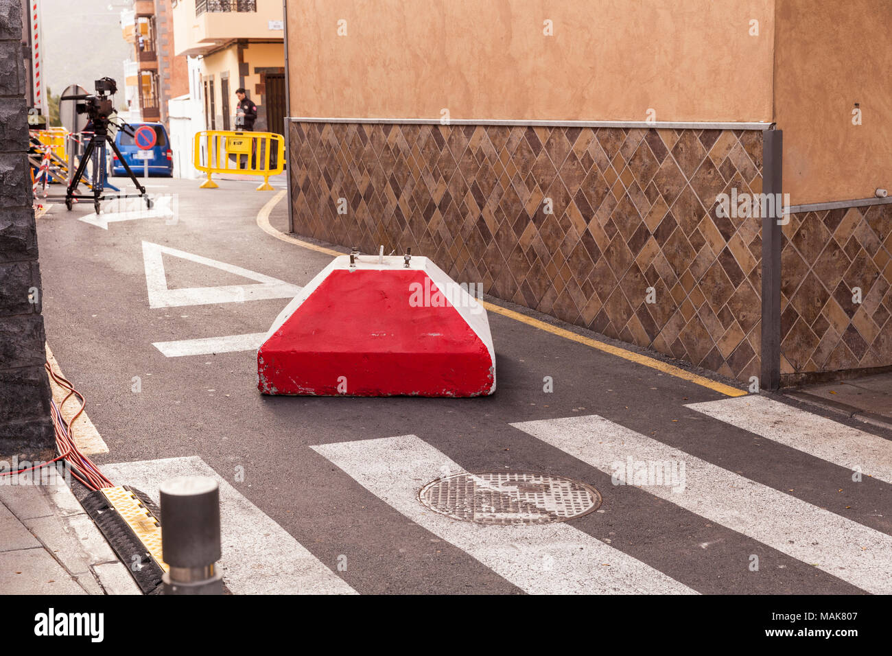 Large concrete blocks used as security devices to prevent traffic ...