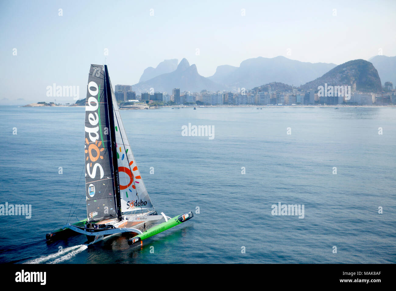 The Ultime Class 100' VPLP designed trimaran Sodebo and the Sailing ...