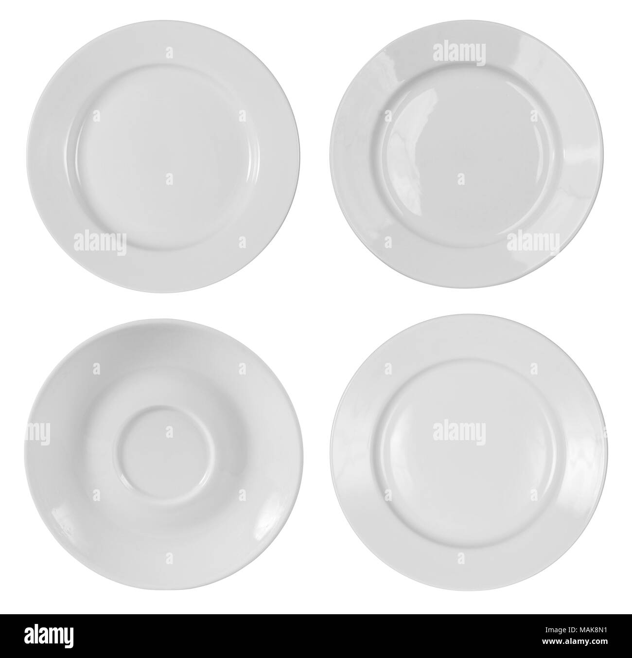 round plates or dishes top view isolated on white Stock Photo - Alamy