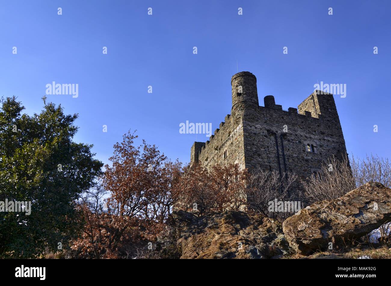 Ussel fraction of Chatillon, Valle d'Aosta, Italy 11 February 2018 ...