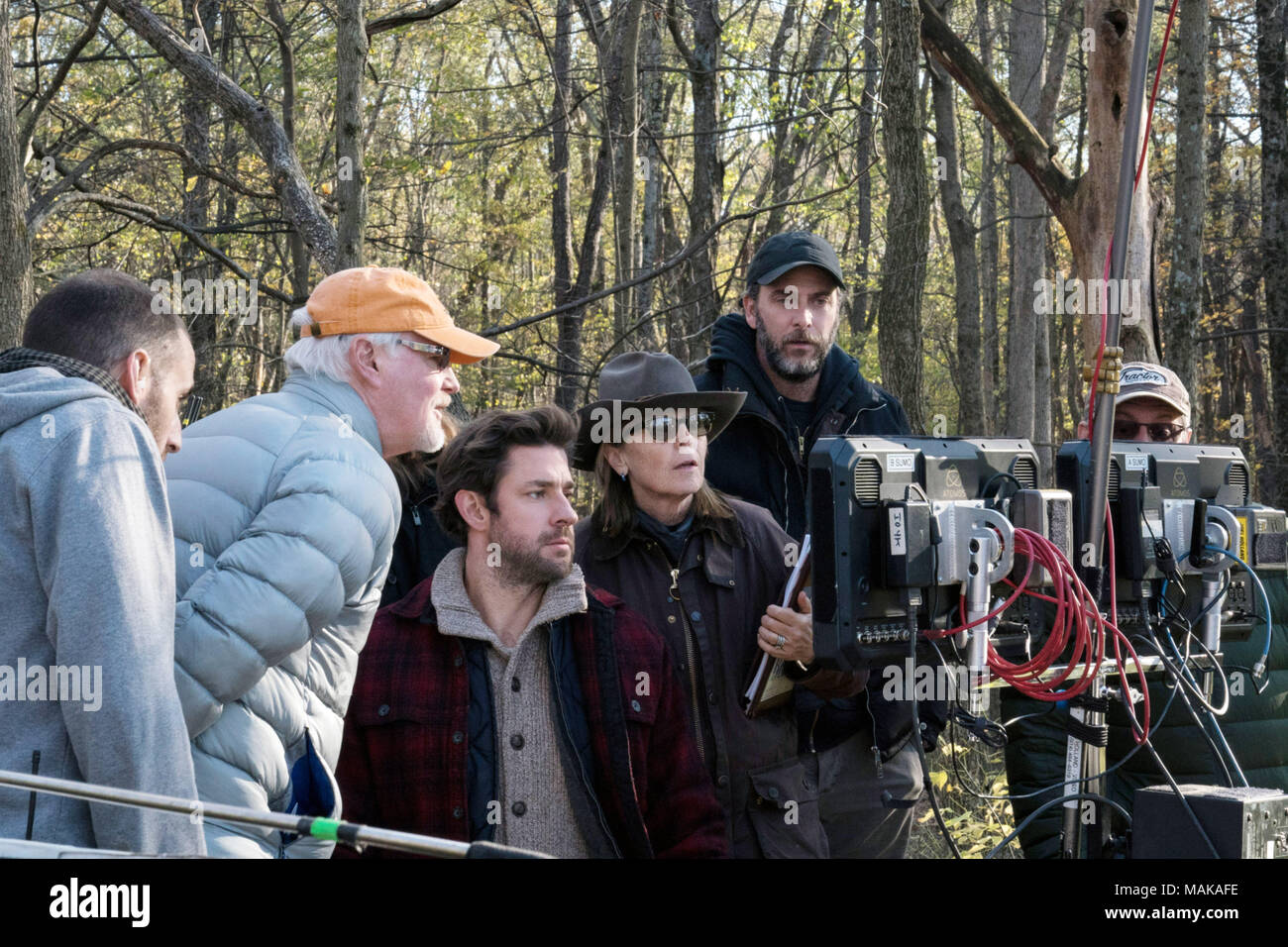 A QUIET PLACE, back, from left: Visual Effects Supervisor Scott Farrar ...