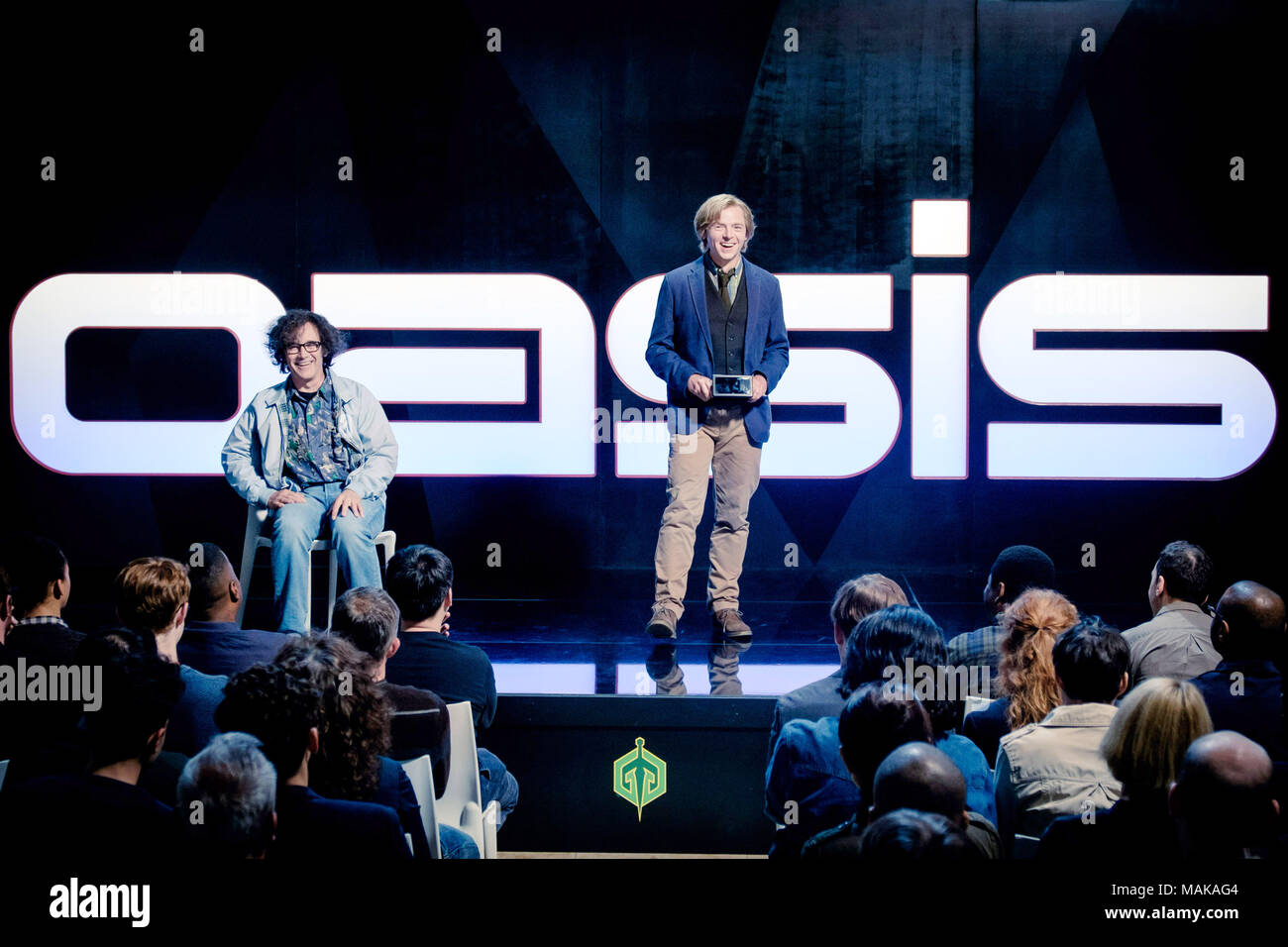 READY PLAYER ONE, from left: Mark Rylance, Simon Pegg, 2018. ph Jaap ...