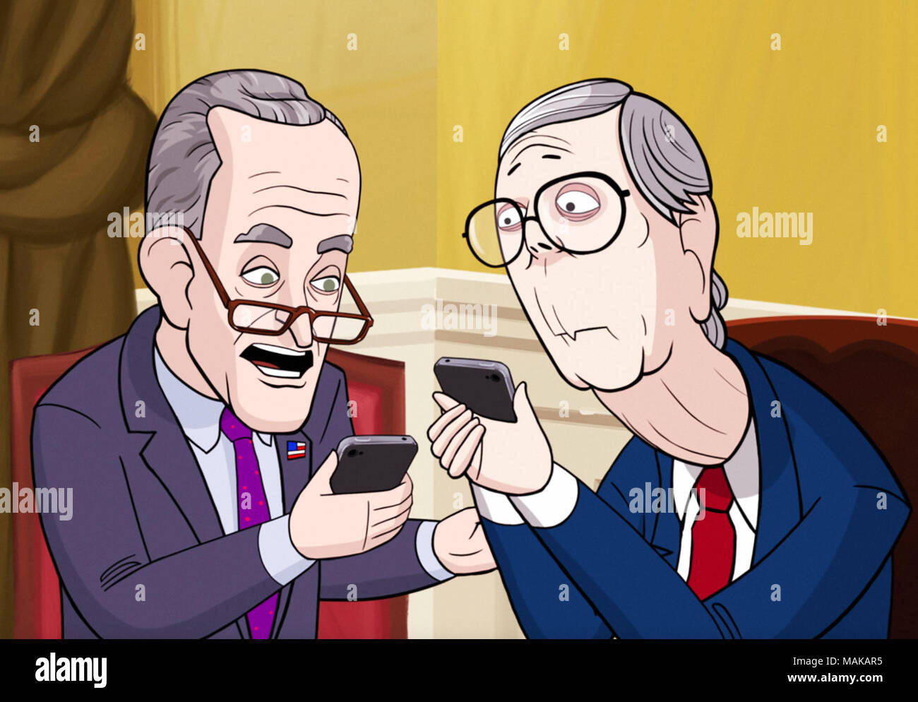 OUR CARTOON PRESIDENT, from left: Chuck Schumer (voiced by Thomas ...