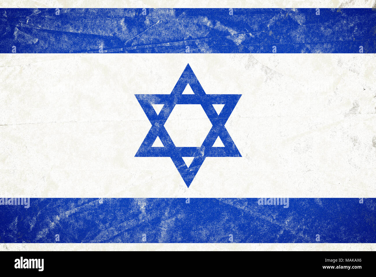 Realistic illustration of Israel flag on torned, wrinkled, dirty ...