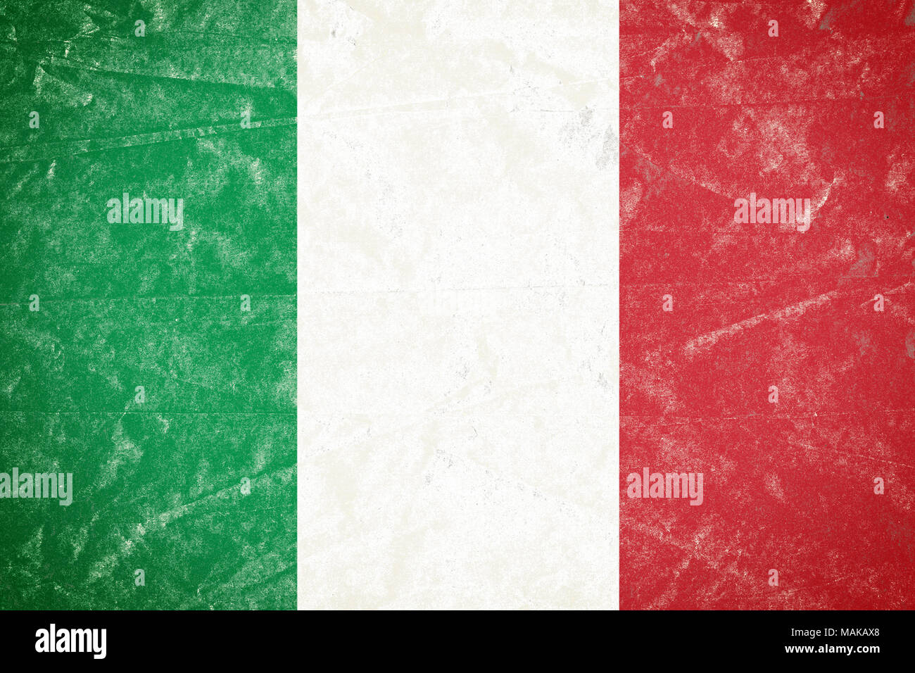 Realistic illustration of Italian flag on torned, wrinkled, dirty ...